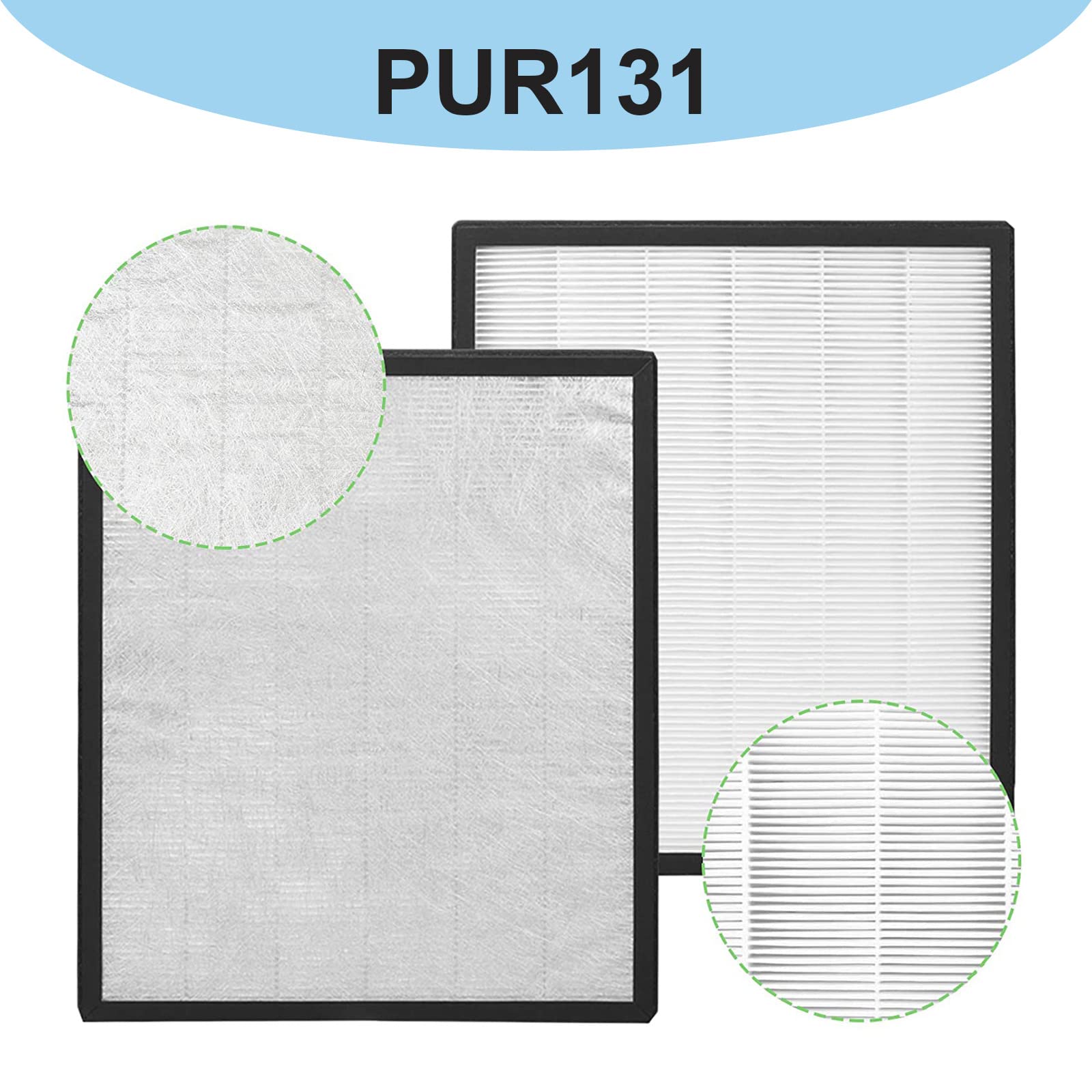 RONGJU 131 Replacement Filter Compatible with LEVOIT LV-PUR131, LV-PUR131S, LV-PUR131-RF, 2 Filters + 2 Activated Carbon Filters