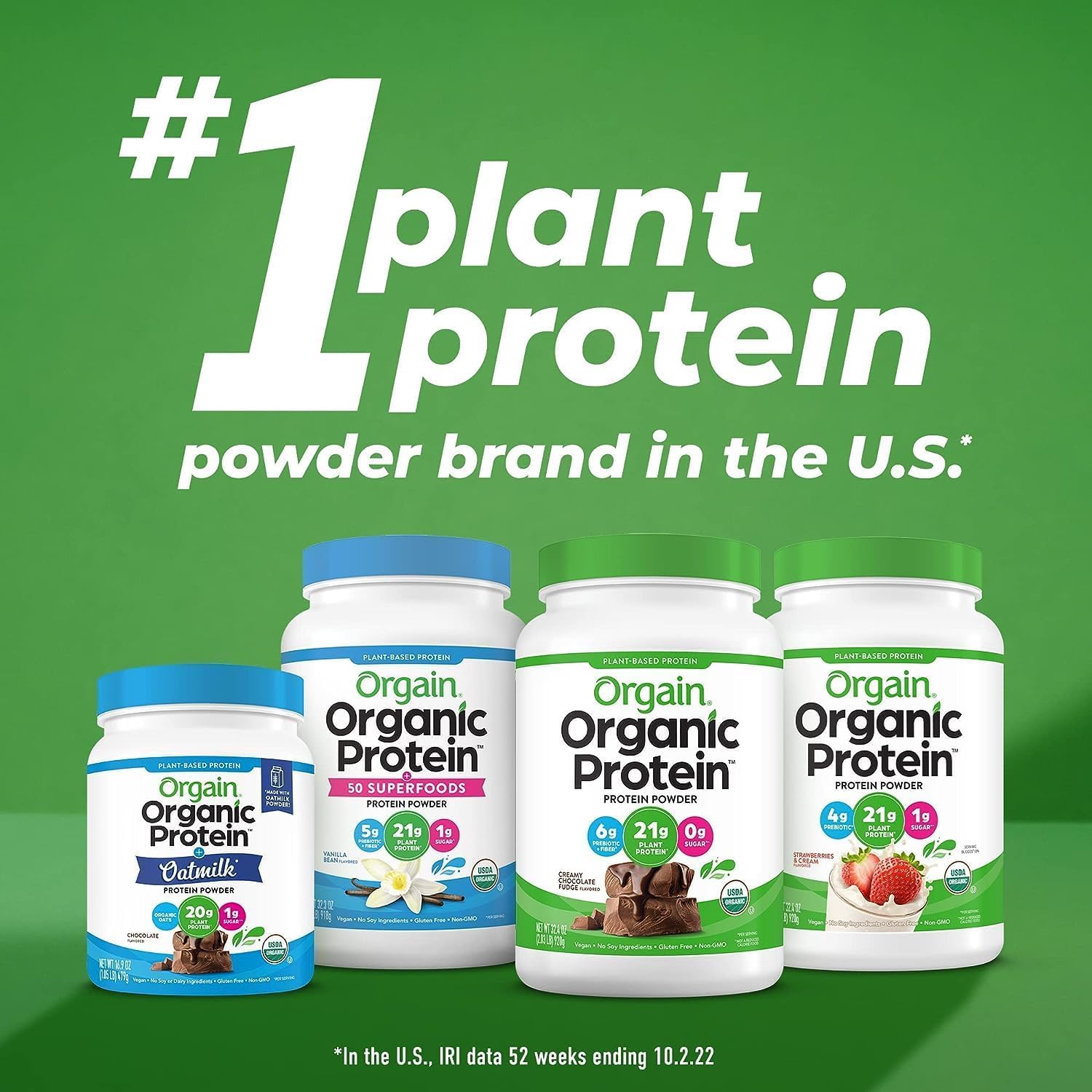 Orgain Organic Vegan Protein Powder (Peanut Butter, Creamy Chocolate Fudge) - 21g Plant Based Protein | Gluten Free | Dairy Free | No Sugar Added