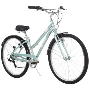 huffy hyde park womens comfort bike, 7 speed, 27.5 inch wheels, gloss mint