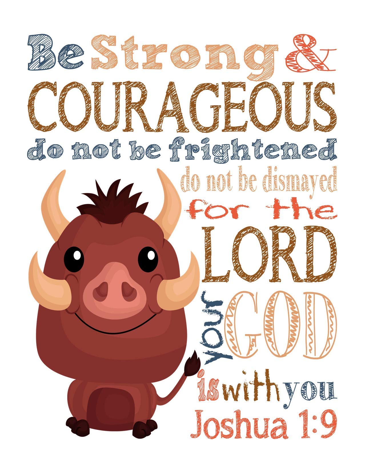 Lion King Christian Nursery Decor Set of 4 Prints - Mufasa, Pumba, Simba and Rafiki with Bible Verses