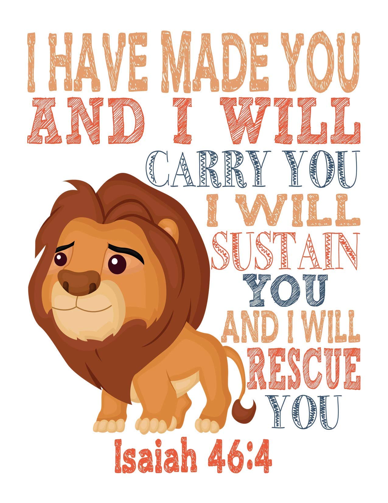 Lion King Christian Nursery Decor Set of 4 Prints - Mufasa, Pumba, Simba and Rafiki with Bible Verses