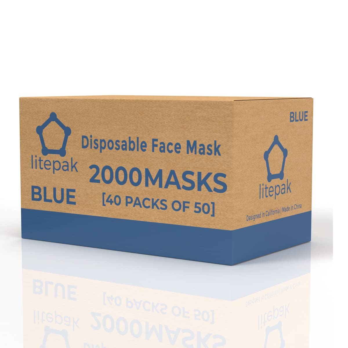 Litepak 2,000 Disposable Face Masks - Breathable Face Mask for Home, Office