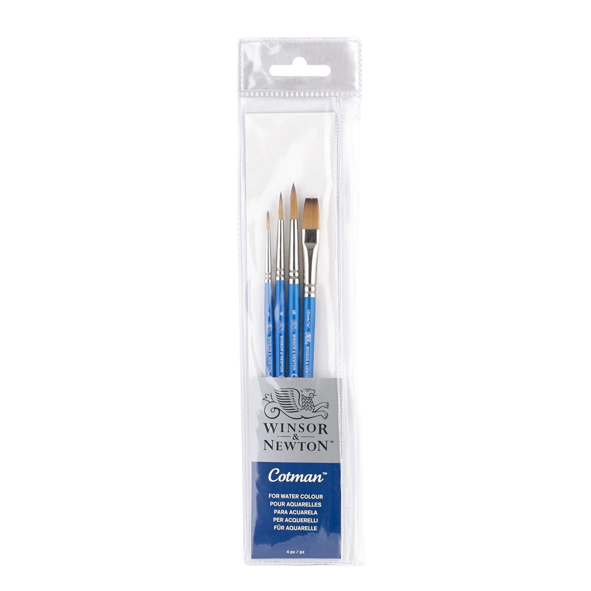 Winsor & Newton Cotman Water Colour Paint Sketchers' Pocket Box, Half Pans, 13 count (12 colors and a brush) and Cotman Short Handle Brush (4 Pack) (Round 1, 4, & 6, One Stroke 3/8")