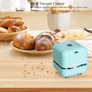 JEDIST White Elephant Gifts, Mini Desk Vacuum Cleaner, Rechargeable Desktop Vacuum Sweeper with USB Brush as Present to Suck up Fine Particle Bread Crumbs Dust Ash Pet Fur Eraser Waste(Blue)