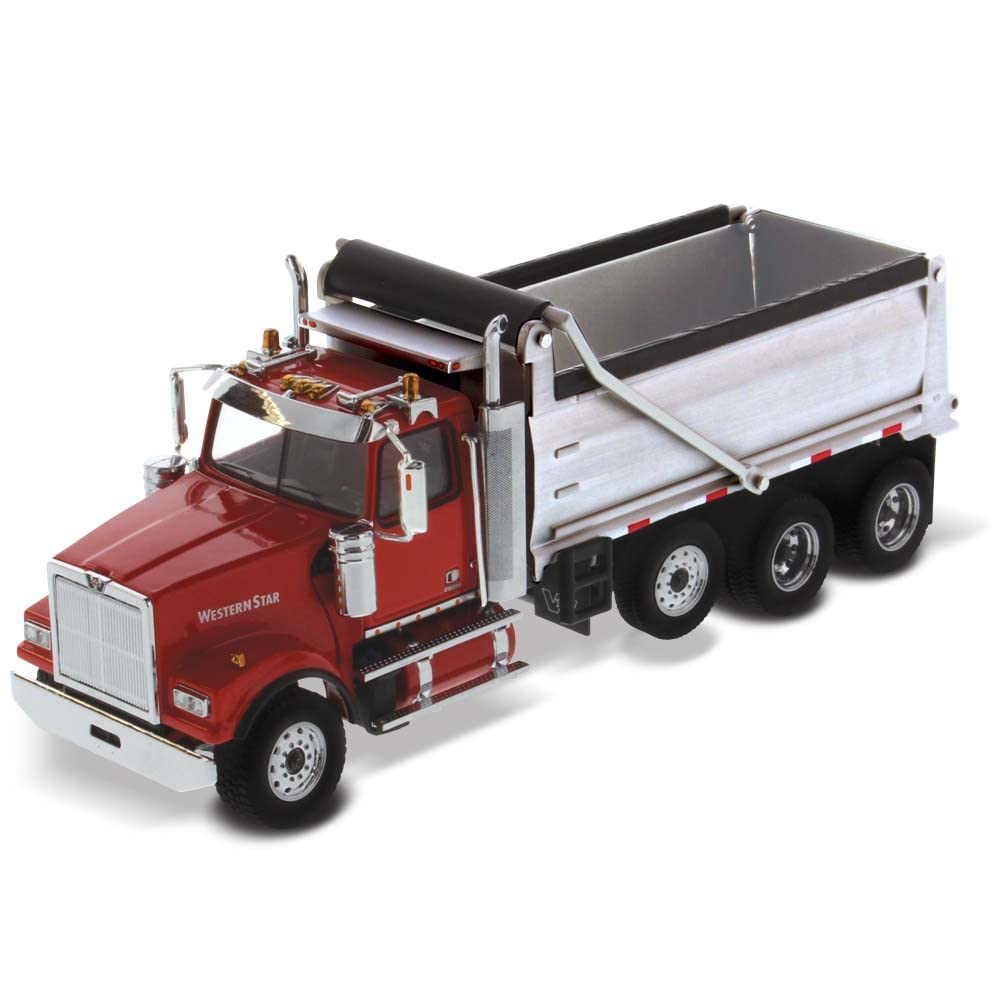 Diecast Masters Western Star 4900 SFFA with Lift Axle Silver Plated Dump | Real Dump Truck Specifications | 1:50 Scale Model Semi Trucks | Diecast Model by Diecast Masters 71067