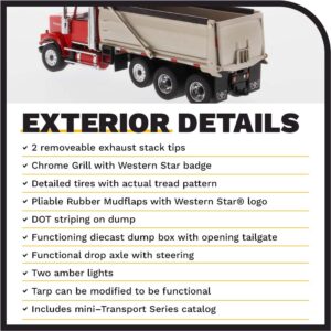 Diecast Masters Western Star 4900 SFFA with Lift Axle Silver Plated Dump | Real Dump Truck Specifications | 1:50 Scale Model Semi Trucks | Diecast Model by Diecast Masters 71067