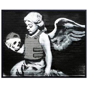 Banksy Fallen Angel with Skull Wall Art - Graffiti Wall Decor Street Art Poster Print - Urban Mural - 8x10 UNFRAMED