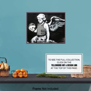 Banksy Fallen Angel with Skull Wall Art - Graffiti Wall Decor Street Art Poster Print - Urban Mural - 8x10 UNFRAMED