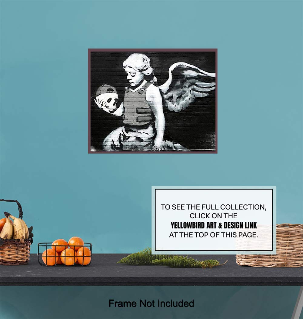 Banksy Fallen Angel with Skull Wall Art - Graffiti Wall Decor Street Art Poster Print - Urban Mural - 8x10 UNFRAMED