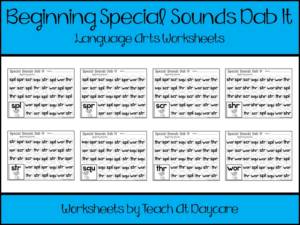 printable beginning special sounds dab it worksheets