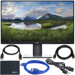 dell p2719h 27" 16:9 ips monitor + display port cable + hdmi cable + usb 3.0 cable + microfiber cleaning cloth monitor bundle