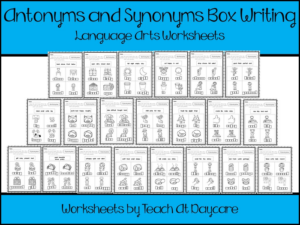 printable antonyms and synonyms box writing worksheets