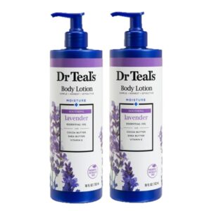 dr teal's body lotion - moisture plus - soothing lavender essential oil, 36 fl oz (two 18 fl oz bottles)