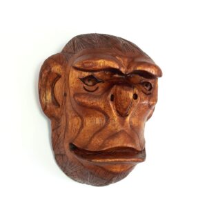 G6 Collection Wooden Hand Carved Wall Mask Monkey Face Sculpture Hanging Figurine Handmade Art Rustic Decorative Home Decor Accent Handcrafted Wood Decoration Wall Monkey