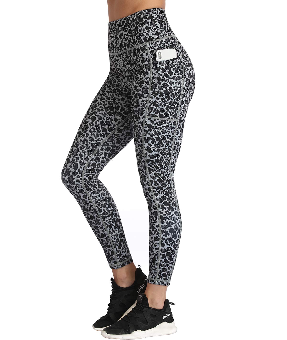 Amazon Essentials Yoga High Waist Leggings for Women Workout Soft Athletic Tummy Control Pant with Pockets 1362-White Leopard Print-XXL