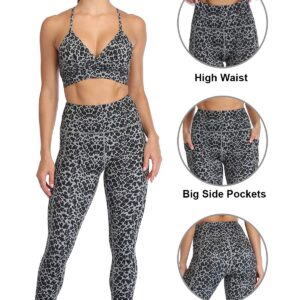 Amazon Essentials Yoga High Waist Leggings for Women Workout Soft Athletic Tummy Control Pant with Pockets 1362-White Leopard Print-XXL