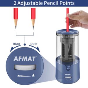 AFMAT Pencil Sharpener, Electric Pencil Sharpener for Colored Pencils, Auto Stop, Fast Sharpen in 3s, Large Hole Pencil Sharpener Plug in for 6-12mm No.2/Jumbo Pencils-Blue