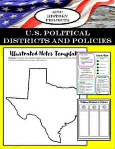 u.s.government: political districts & policies ☀️ mini lesson & illustrated note project