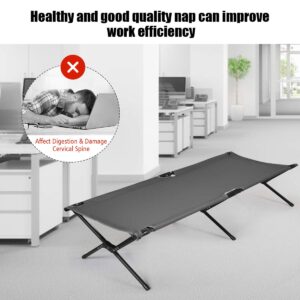 GYMAX Folding Camping Cot, Heavy Duty Portable Military Cot with Oxford Fabric, Foldable Camping Bed for Outdoor Camping Hunting Indoor Office Nap (Grey)