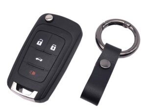 key fob cover case shell with keychain fit for chevrolet chevy cruze 2010 2012 2011 2014 camaro impala aveo epica lova keyless entry flip remote car key housing (1)