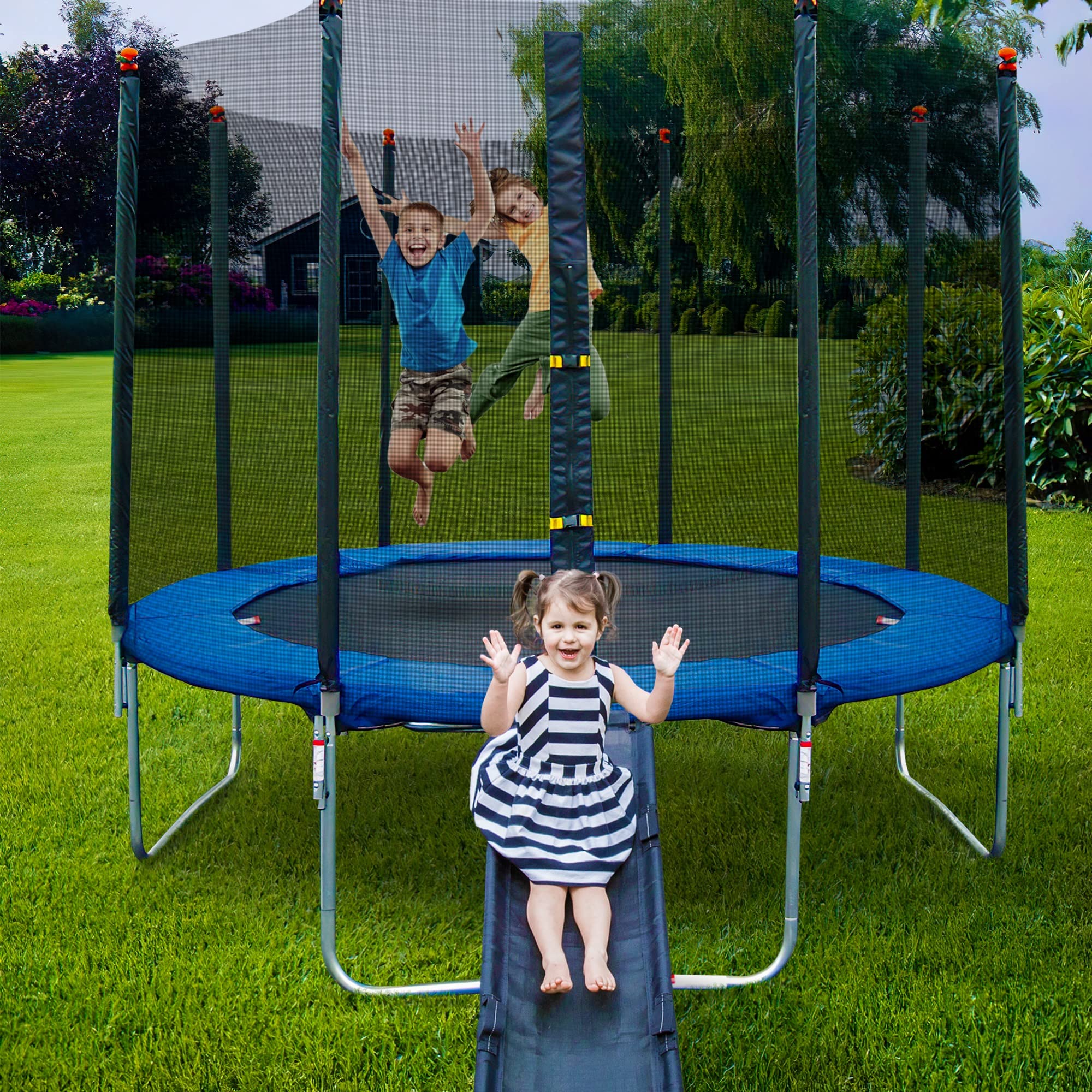 Bounce Down 2-in-1 Universal Trampoline Slide Safety Ladder - Great Accessory for Kids and Toddlers, Trampoline Slide with Handles - Replace 2 Step Ladder with Universal Safe Convenient Stair Slide