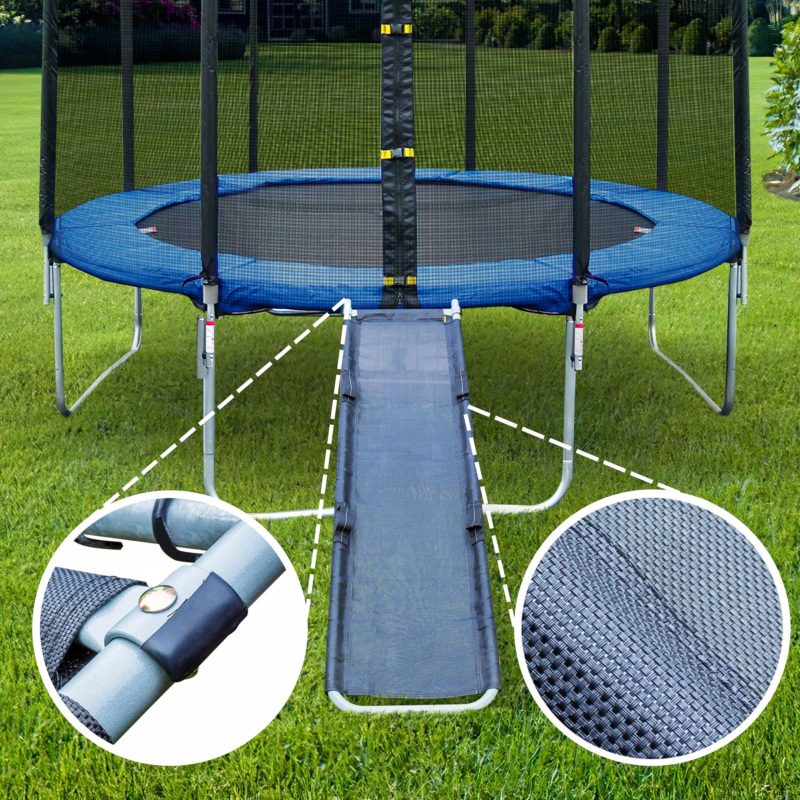 Bounce Down 2-in-1 Universal Trampoline Slide Safety Ladder - Great Accessory for Kids and Toddlers, Trampoline Slide with Handles - Replace 2 Step Ladder with Universal Safe Convenient Stair Slide