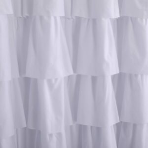 GARSTYLE White Ruffle Fabric Shower Curtain for Bathroom | Farmhouse Style 72’’x72’’