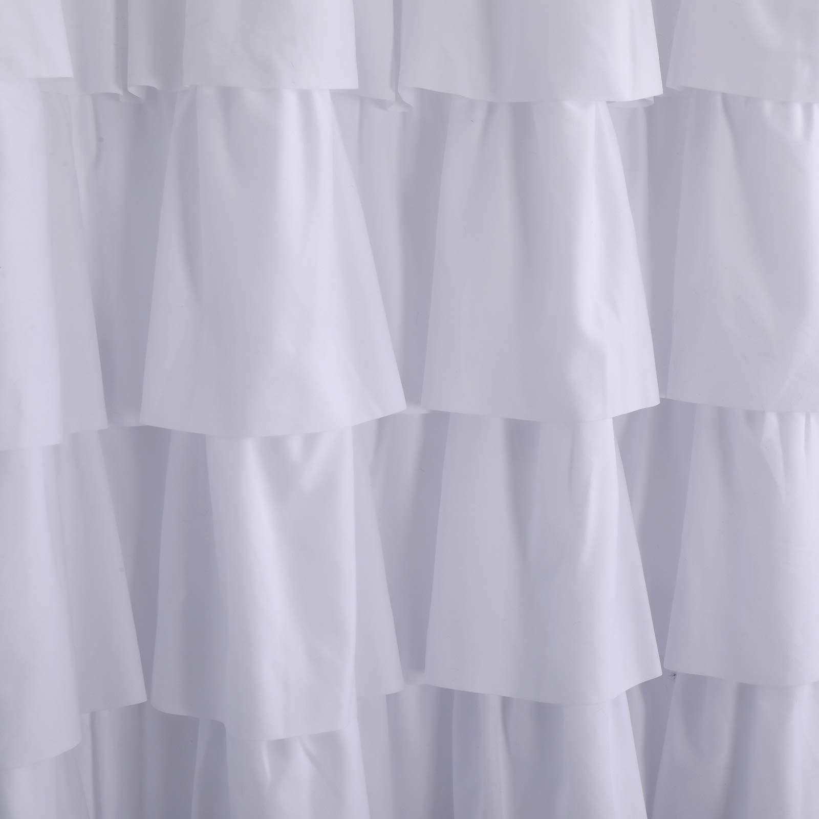 GARSTYLE White Ruffle Fabric Shower Curtain for Bathroom | Farmhouse Style 72’’x72’’