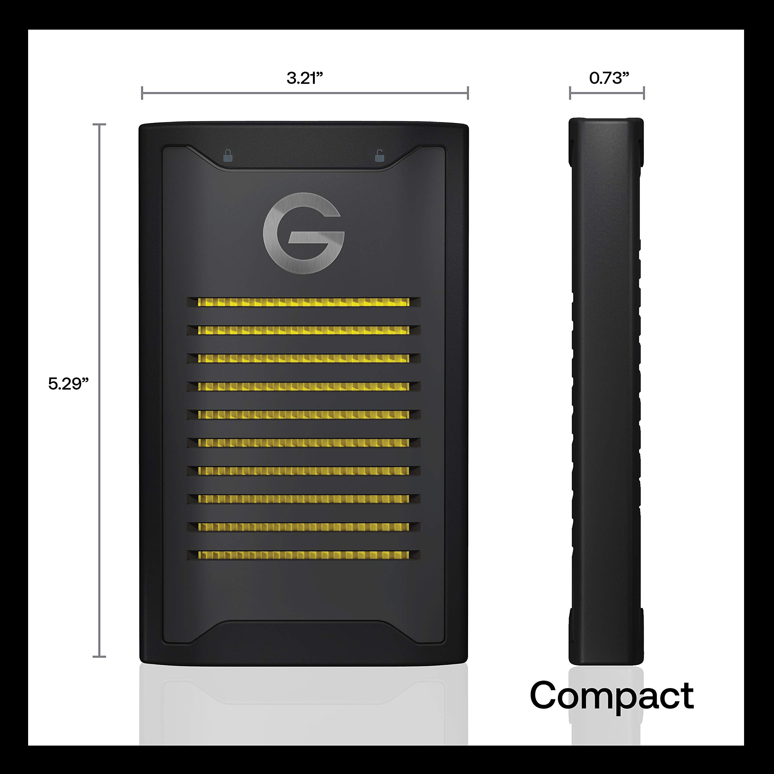 G-Technology 2TB ArmorLock Encrypted NVMe SSD High Grade Security Performance External Storage - USB-C (USB 3.2), Up to 1000 MB/s - 0G10484-1