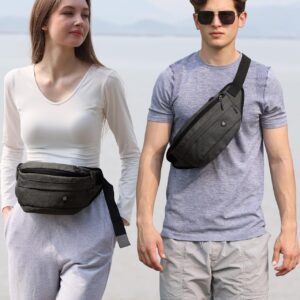 WATERFLY Fanny Pack for Men Women Water Resistant Large Hiking Waist Bag Pack Carrying All Phones for Running Walking Traveling Grey