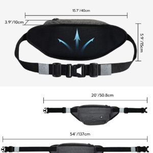 WATERFLY Fanny Pack for Men Women Water Resistant Large Hiking Waist Bag Pack Carrying All Phones for Running Walking Traveling Grey