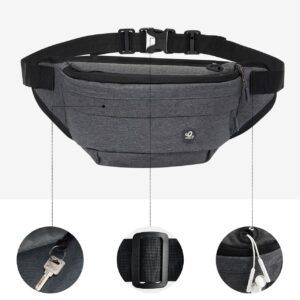 WATERFLY Fanny Pack for Men Women Water Resistant Large Hiking Waist Bag Pack Carrying All Phones for Running Walking Traveling Grey