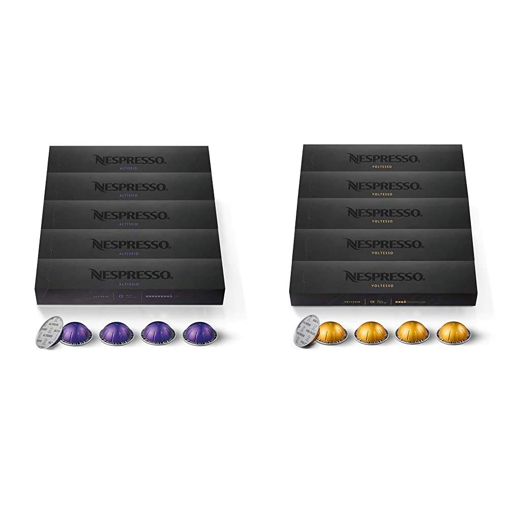 Nespresso Capsules VertuoLine, Altissio and Voltesso, Medium and Mild Roast Espresso Coffee, 100 Count Coffee Pods