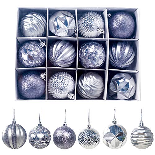 2.36‘’ Christmas Balls Ornaments - 12 Pieces - Christmas Tree Decorations - Silver