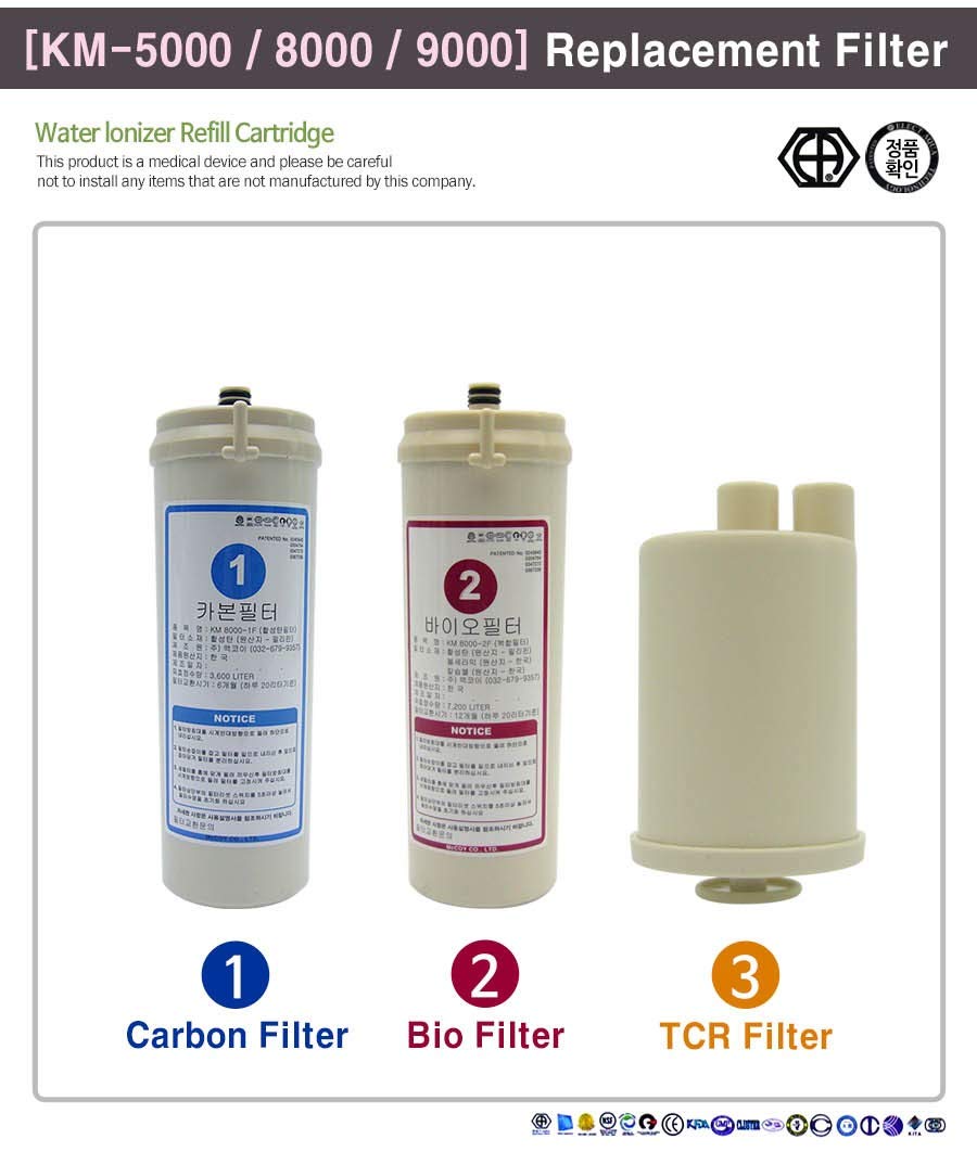 Water Ionizer Filter Set for McCoy KM-5000 / KM-8000 / KM-9000