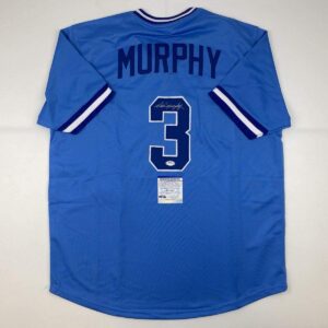 autographed/signed dale murphy atlanta light blue baseball jersey psa/dna coa