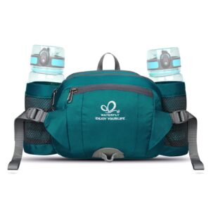 waterfly fanny pack waist bag: fannie pack 2 water bottle holders lumbar belt hiking walking running jogging camping large woman man (bottle not included)