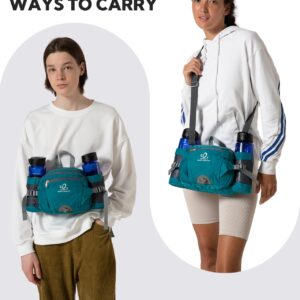 WATERFLY Fanny Pack Waist Bag: Fannie Pack 2 Water Bottle Holders Lumbar Belt Hiking Walking Running Jogging Camping Large Woman Man (Bottle Not Included)