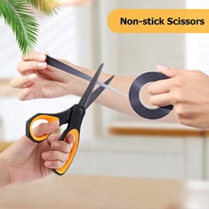 Scissors, iBayam 3 Pack 8" All Purpose Nonstick Scissors, 2.5MM Thickness Titanium Blades with Comfort Grip, Heavy Duty Scissors for Office School Home Classroom General Use Art and Craft DIY Supplies