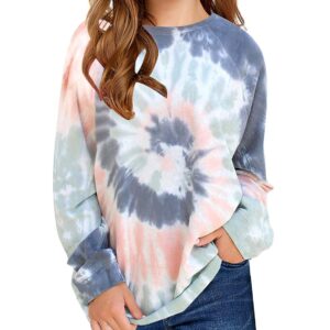 GRAPENT Girls Casual Tie Dye Print Active Hoodie Long Sleeve Sweatshirts Pockets Pullover Tops Size XX-Large 12-13