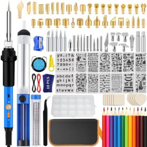 116pcs wood burning kit, professional wood burning tool with soldering, diy creative tools adjustable temperature 220~480℃ wood burner soldering pen for embossing/carving/soldering & pyrography