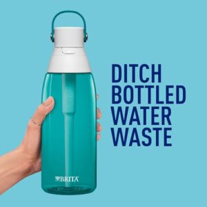 Brita Hard-Sided Plastic Premium Filtering Water Bottle, BPA-Free, Reusable, Replaces 300 Plastic Water Bottles, Filter Lasts 2 Months or 40 Gallons, Includes 1 Filter, Sea Glass - 36 oz.