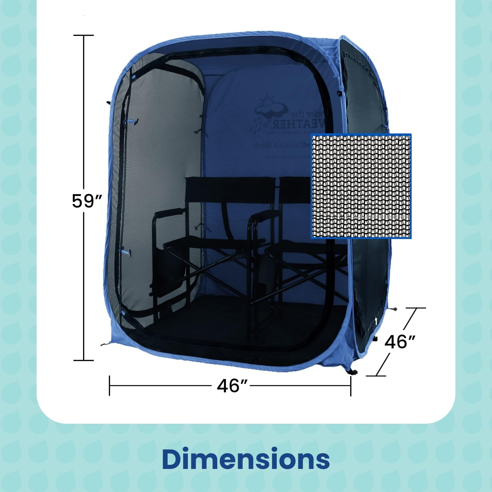 The Original – WeatherPod XL 1-Person Bug-Screen Pod – Pop-Up Mosquito Screen Tent Made with Fine Gauge, No-See-Um Proof Mesh - Navy