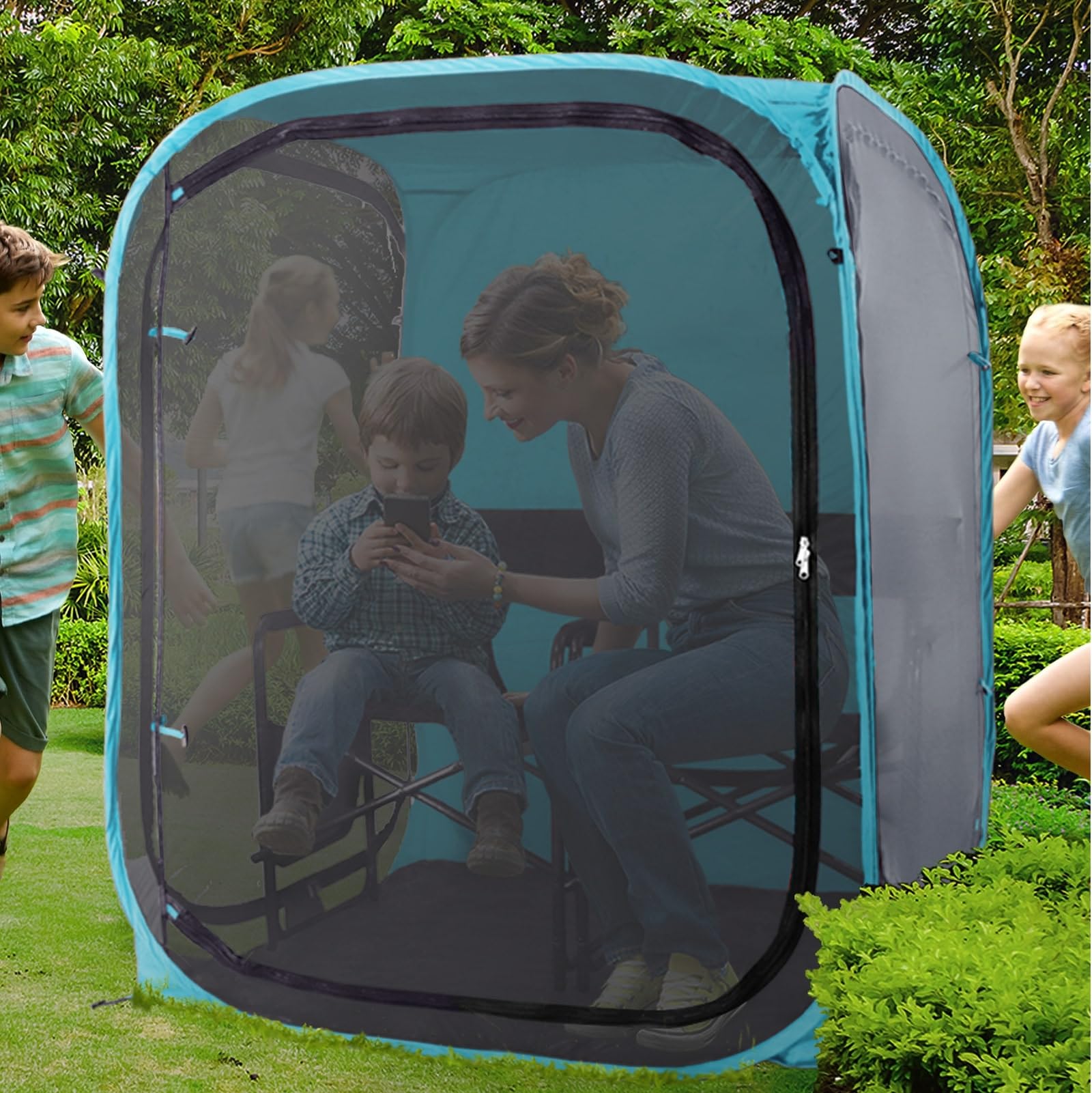 The Original – WeatherPod XL 1-Person Bug-Screen Pod – Pop-Up Mosquito Screen Tent Made with Fine Gauge, No-See-Um Proof Mesh - Navy