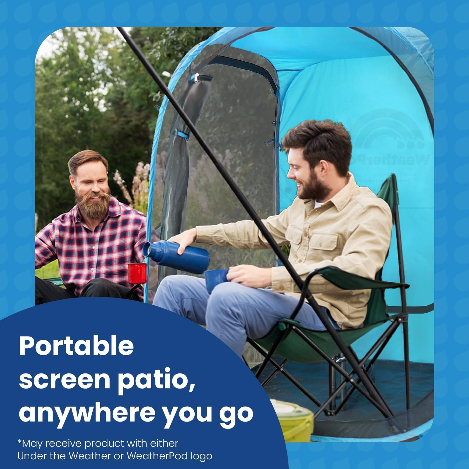 The Original – WeatherPod XL 1-Person Bug-Screen Pod – Pop-Up Mosquito Screen Tent Made with Fine Gauge, No-See-Um Proof Mesh - Navy