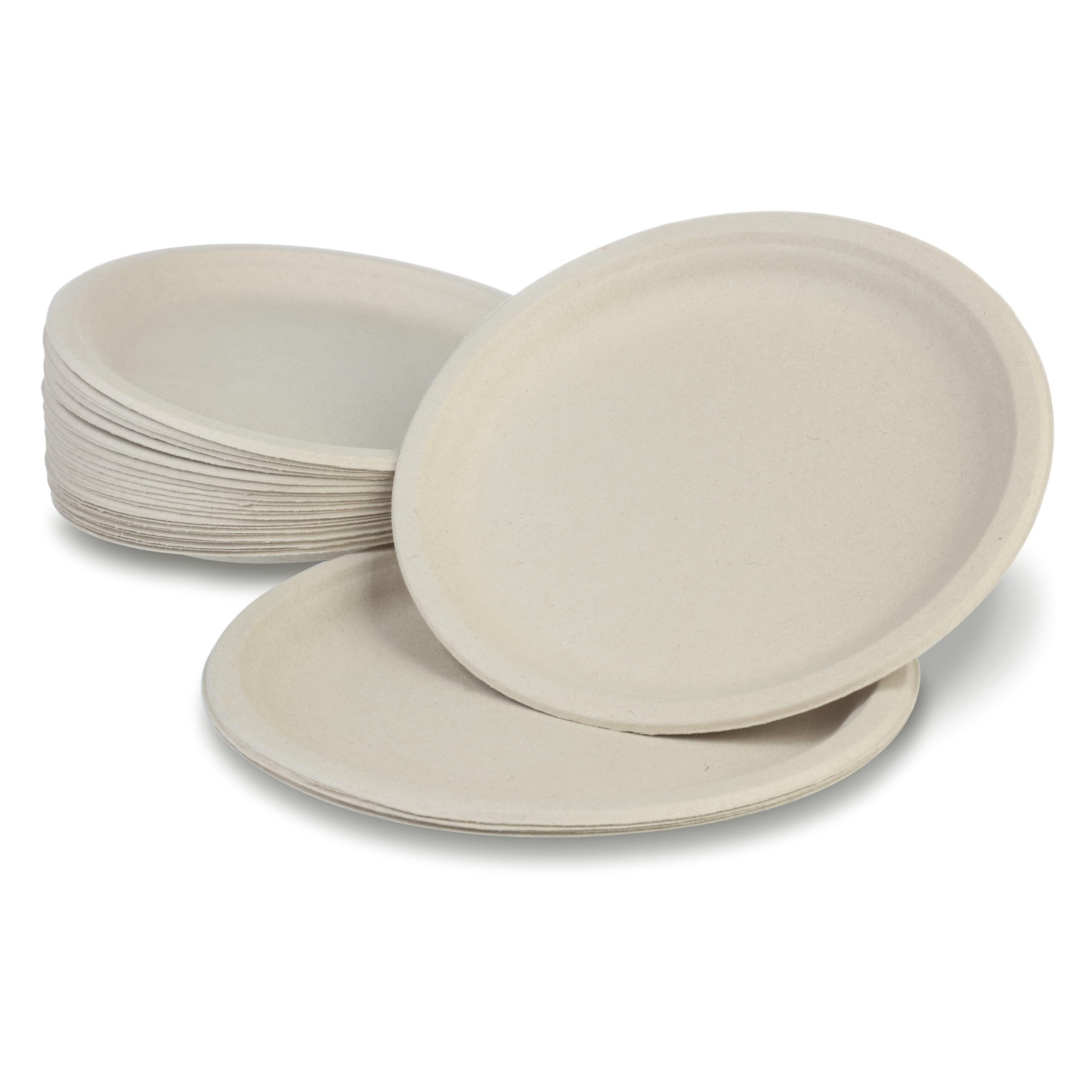 Tellus Products, Eco-Friendly (125-Count) 10-Inch Disposable Plates - Compostable, Durable Tableware - Grown & Made in the USA - No PFAS Added (Natural Color)