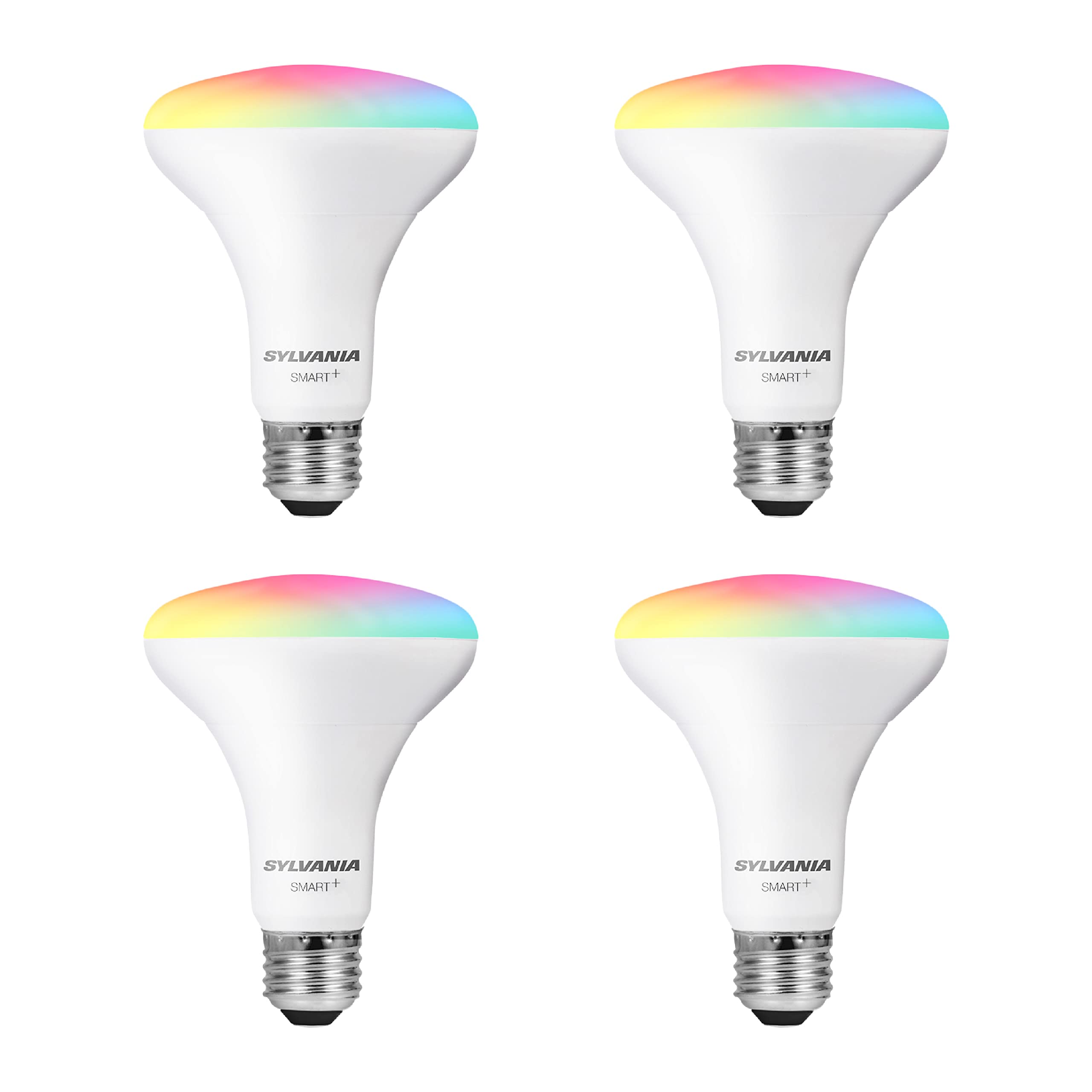 SYLVANIA Wifi LED Smart Light Bulb, 65W Equivalent Full Color and Tunable White BR30, Dimmable, Compatible with Alexa and Google Home Only - 4 Count (Pack of 1) (75688)