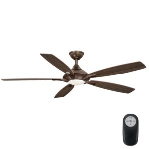 petersford 56 in. integrated led indoor oil rubbed bronze ceiling fan with light kit and remote control