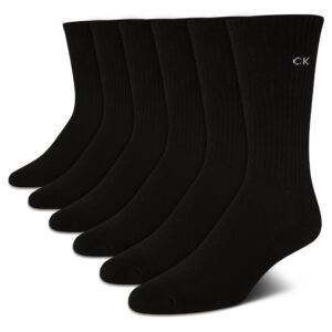 calvin klein men's 6 pair athletic crew socks, size 7-12, black