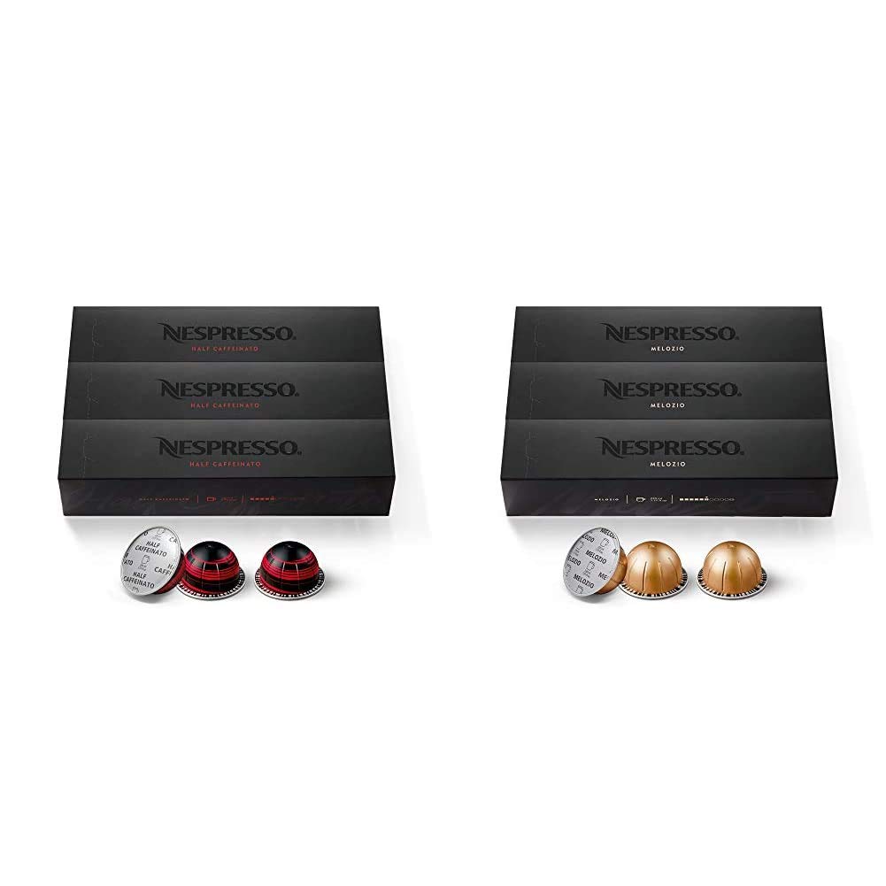 Nespresso Capsules VertuoLine Half Caffeinato and Melozio Coffee Pods (30 Count)